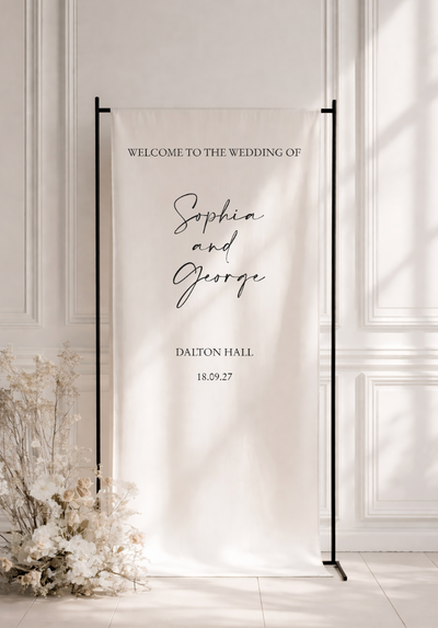 Luxury Satin Wedding Welcome Banner – Autumn Rose Paper Co
