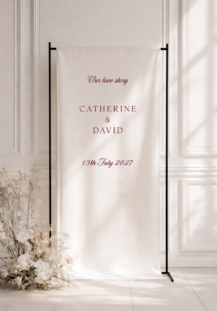Luxury Satin Wedding Welcome Banner – Autumn Rose Paper Co
