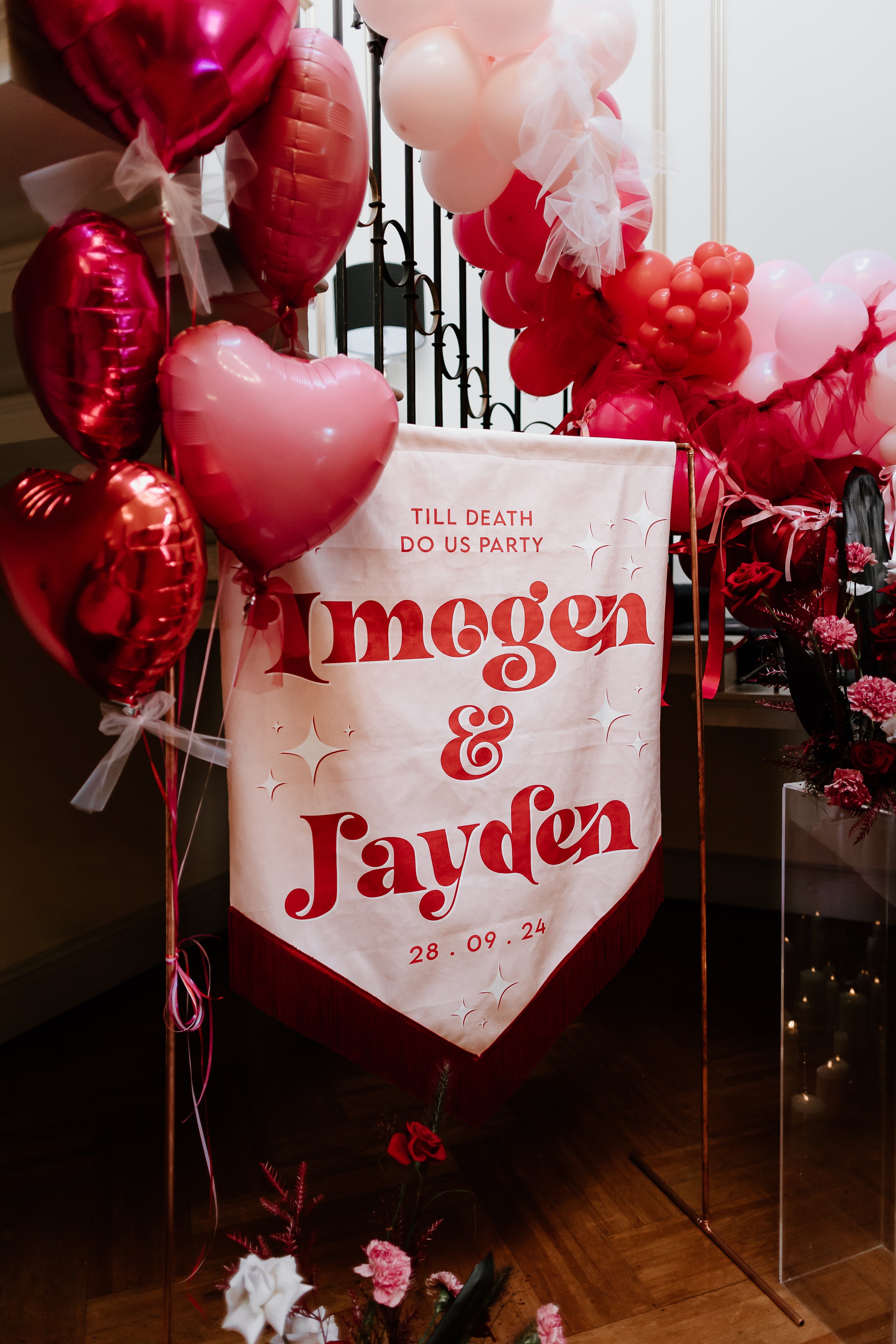 100cm x 120cm Velvet Wedding Banner LARGE – Autumn Rose Paper Co
